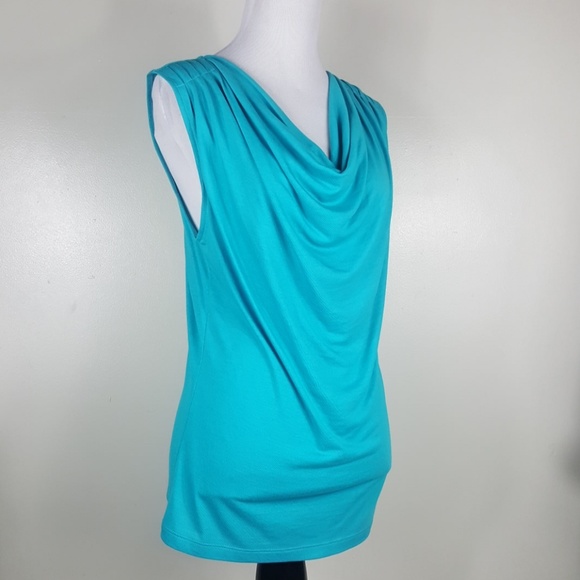 Talbots | Tops | Talbots Turquoise Blue Ruched Sleeveless Tank Top ...